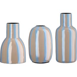 Tischvase s.Oliver "3er Set, Deko-Vase, klein, "Piccolo"", blau, B:5cm H:13cm T:5cm Ø:5cm, Metall, Vasen