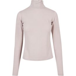Langarmshirt Urban Classics "Urban Classics Damen Ladies Modal Turtleneck Longsleeve", M&auml;dchen, Gr. XS, warmgrau, 77% Modal, 23% Polyester, unifarben, normal, hoch geschlossener Ausschnitt, Shirts Langarmshirt
