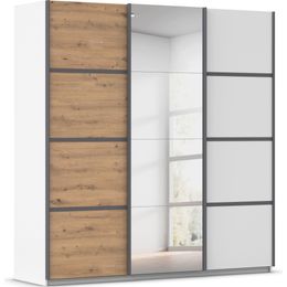 Kleiderschrank Rauch "Schwebetürenschrank OTTO´s Choice Garderobe Schrank TOP ANGEBOT Avola", weiß (alpinweiß, eiche artisan, leisten graumetallic), B:203cm H:210cm T:62cm, Holzwerkstoff, Schränke, Kleiderschrank, mit eleganten Zierleisten in Chrom, Schwarz oder Weiß MADE IN GERMANY
