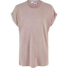 T-Shirt Urban Classics "Urban Classics Damen Girls Modal Extended Shoulder Tee", Mädchen, Gr. 122/128, duskrose, 77% Modal, 23% Polyester, unifarben, loose fit, Balconnet, Shirts