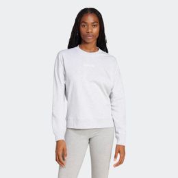 Sweatshirt adidas Sportswear "W LIN FT SWT", Damen, Gr. XL, grau (light grau heather, wei&szlig;), Obermaterial: 55% Baumwolle, 36% Polyester, 9% Viskose, Rundhals, Sweatshirts Sweatshirt