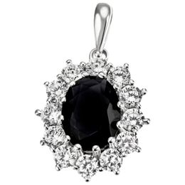 Kettenanh&auml;nger Firetti "Schmuck Geschenk Silber 925 Halsschmuck Anh&auml;nger Lady D Diana Royal", silber (silberfarben, onyxschwarz, kristallwei&szlig;, onyxschwarz, kristallwei&szlig;), Schmuckanh&auml;nger, Damen, Silber 925 (Sterlingsilber), 2,1 g, Kettenanh&auml;nger, mit Glasstein, Zirkonia (synth.)