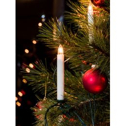 Konstsmide Christbaumkerzen "Weihnachtsdeko, Christbaumschmuck", weiß, Dioden 16 Stk. Flammen 16 Stk., Kabellänge 1,5m x Gesamtlänge 12m, Lichterketten, Baumkette, Topbirnen, One String, 16 klare Birnen