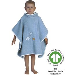 Wörner Badeponcho WÖRNER "Dinofamilie", blau (stahlblau), Baumwolle, Hausmäntel, maschinenwaschbar, trocknergeeignet