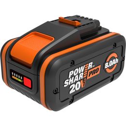 WORX Akku "»WA3648 PowerShare Pro«", orange (schwarz, orange), 20 V, Akkumulatoren, 20 V, 8 Ah, LED-Anzeige, für alle WORX Geräte