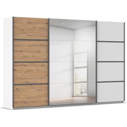Kleiderschrank Rauch "Schwebetürenschrank OTTO´s Choice Garderobe Schrank TOP ANGEBOT Avola", weiß (alpinweiß, eiche artisan, leisten graumetallic), B:315cm H:210cm T:62cm, Holzwerkstoff, Schränke, mit eleganten Zierleisten in Chrom, Schwarz oder Weiß MADE IN GERMANY
