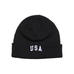 Beanie MisterTee "MisterTee USA Beanie", Damen, Gr. onesize, schwarz, Kunstfaser, Mützen Beanie