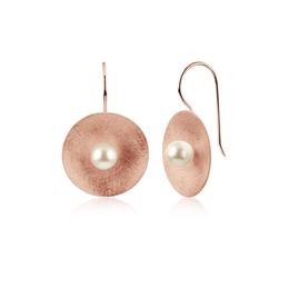 Paar Ohrh&auml;nger NENALINA "H&auml;nger Muschelkernperle Rund Geb&uuml;rstet 925 Silber", rosa (rosegold), Ohrringe, Damen, onesize, ohne Stein, Silber 925 (Sterlingsilber)