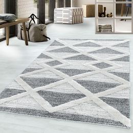 Teppich Ayyildiz Teppiche "PISA 4709", grau, B:200cm H:20mm L:290cm, Polypropylen (PP), Teppiche, Teppich, L&auml;ufer, auch rund, Hoch Tief Struktur, Wohnzimmer, Schlafzimmer