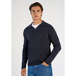 Strickpullover LINDBERGH "LINDBERGH Strickpullover", Herren, Gr. L, blau (navy), Obermaterial: 80% Baumwolle, 20% Polyester, V-Ausschnitt, Pullover Strickpullover