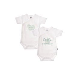 Body Liliput "Superhero", Jungen, Gr. 44, EURO-Gr&ouml;&szlig;en, wei&szlig;, 100% Baumwolle, bedruckt, kurz, V-Ausschnitt, Bodys Body, mit praktischer Druckknopfleiste