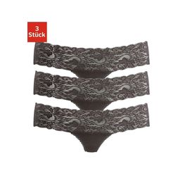 String Vivance, Damen, Gr. 32/34, schwarz, Single Jersey, Obermaterial: 95% Baumwolle, 5% Elasthan. Spitze: 93% Polyamid, 7% Elasthan (LYCRA), unifarben, bequem, Unterhosen String, aus elastischer Baumwolle mit floraler Spitze