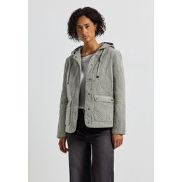 Cordjacke Street One, Damen, Gr. 38, fresh sage, Web, Obermaterial: 99% Baumwolle, 1% Elasthan; Kapuze: 50% Baumwolle, 45% Polyester, 5% Elasthan; Futter: 100% Polyester, unifarben, normal h&uuml;ftbedeckend, ohne Ausschnitt, eingefasste Kante, Jacken, in Cord-Optik