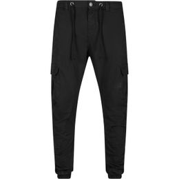 Cargohose Urban Classics "Urban Classics Herren Cargo Jogging Pants", Herren, Gr. L, US-Gr&ouml;&szlig;en, schwarz, 100% Baumwolle, unifarben, normal, Hosen Cargohose