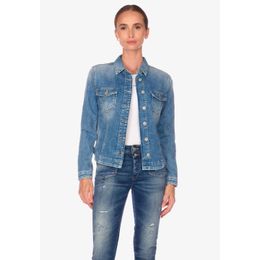 Jeansjacke Le Temps Des Cerises "Jeansjacke", Damen, Gr. XS, blau, 100% Baumwolle, Jacken Jeansjacke, mit stylischen Brusttaschen