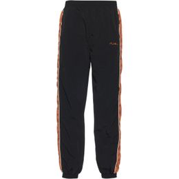 Jogginghose Fubu "Fubu Damen FM234-018-1 Corporate Track Pants", Herren, Gr. M, US-Größen, schwarz, cognac, sanftes weiß, 100% Polyamid, loose fit, Hosen Jogginghose