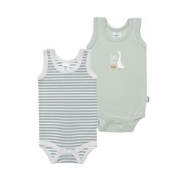 Body Liliput "Gans", Jungen, Gr. 74/80, EURO-Gr&ouml;&szlig;en, gr&uuml;n, 95% Baumwolle, 5% Polyester, bedruckt, Rundhals, Bodys Body, mit Rundhalsausschnitt