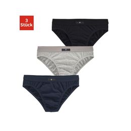 H.I.S. Slip H.I.S, Herren, Gr. M, 3 Stk., blau (marine, grau, meliert, schwarz), Jersey, Obermaterial: 95% Baumwolle, 5% Elasthan, unifarben, körpernah, Unterhosen Slip, mit H.I.S Logo vorn