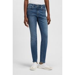 Slim-fit-Jeans BOSS Orange "JACKIE MR 4.0", Damen, Gr. 31, L&auml;nge 32, blau (bright blau 432), Denim/Jeans, Obermaterial: 92% Baumwolle, 6% Polyester, 2% Elasthan, unifarben, Jeans Slim-fit-Jeans, aus Soft-Motion-Denim