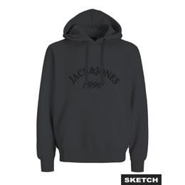 Jack & Jones Kapuzensweatshirt JACK & JONES "JORBLEECKER BRANDING SWEAT HOOD BF", Herren, Gr. L, forest river detail:jj, angeraute Sweatware, Obermaterial: 70% Baumwolle, 30% Polyester, unifarben, relaxed fit, Rippbündchen, Sweatshirts