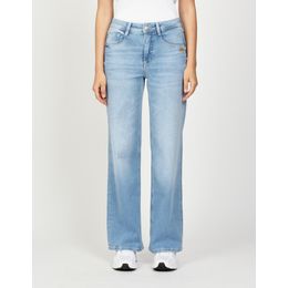 Gang Damen Weite Jeans "94AMELIE WIDE"basic bleached wash, Gr. 34, Denim/Jeans, Obermaterial: 79% Baumwolle, 19% Polyester, 2% Elasthan, Jeans