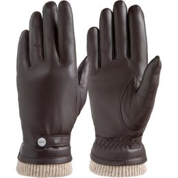 Lederhandschuhe Pearlwood "SUNNY", Damen, Gr. 7.5, braun (dunkelbraun), Schafsleder, Handschuhe, anschmiegsamer Elastikbund schütz vor Wind, Regen, Kälte und Schmutz