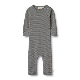 Jumpsuit Wheat "Wheat Wool Jumpsuit L/S Haven", M&auml;dchen, Gr. 74, navy stripes, 100% Wolle, normal, Rundhals, Overalls Jumpsuit