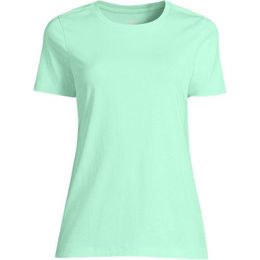 LANDS' END Supima Kurzarm-Shirt mit rundem Ausschnitt, Damen,  Gr&uuml;n, Baumwolle, by Lands' End