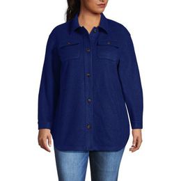 LANDS' END Luxe Fleece-Hemdjacke, Damen,  Blau, Polyester, by Lands' End