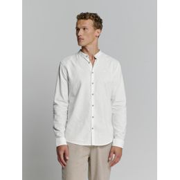 Langarmhemd NO EXCESS "NO EXCESS Leinenhemd", Herren, Gr. L, Normalgr&ouml;&szlig;en, wei&szlig;, 55% Leinen, 45% Baumwolle, regular fit, Hemden