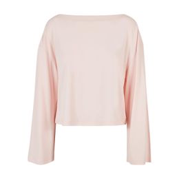 Langarmshirt Urban Classics "Urban Classics Damen", M&auml;dchen, Gr. M, pink, 77% Modal, 23% Polyester, unifarben, oversize, U-Boot-Ausschnitt, Shirts Langarmshirt