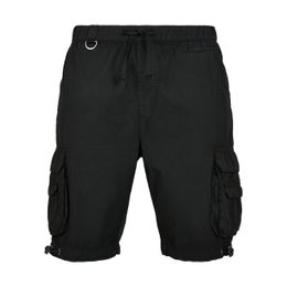 Stoffhose Urban Classics "Urban Classics Herren Double Pocket Cargo Shorts", Herren, Gr. L, US-Größen, schwarz, 100% Baumwolle, unifarben, normal, Hosen Stoffhose