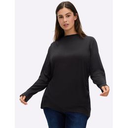 Langarmshirt sheego "Langarm-Shirt", Damen, Gr. 52/54, schwarz, 95% Viskose, 5% Elasthan, unifarben, Shirts Langarmshirt