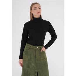 Rollkragenpullover FRESHLIONS "Havin", Damen, Gr. M, schwarz, 98% Polyester, 2% Elasthan, unifarben, normal, hoch geschlossener Ausschnitt, Pullover Rollkragenpullover, mit Stehkragen