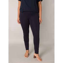 Jeggings Base Level Curvy "Arnika", Damen, Gr. 44, Länge 29, blau (navy dunkelblau), Web, Obermaterial: 65% Viskose, 30% Polyamid, 5% Elasthan, unifarben, figurbetont knöchellang, Hosen, mit Badge