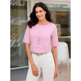 Kurzarmshirt Inspirationen "Shirt", Damen, Gr. 38, rosa (ros&eacute;), 50% Baumwolle, 50% Modal, unifarben, U-Boot-Ausschnitt, Shirts