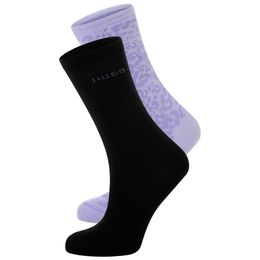 Socken HUGO UNDERWEAR "LEO LOGO", Damen, Gr. 35-38, lila, Baumwollmischung, elastisch, Socken Socken, mit HUGO-Schriftzug
