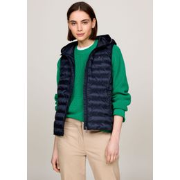Steppweste Tommy Hilfiger "LW PADDED GLOBAL STRIPE VEST", Damen, Gr. XS (34), blau (desert_sky), Web, Obermaterial: 100% Polyester, unifarben, Basic hüftlang, Westen Steppweste, Reißverschlusstaschen