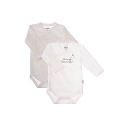 Wickelbody Liliput "Kleines Wunder", Jungen, Gr. 62/68, EURO-Gr&ouml;&szlig;en, grau (wei&szlig;, grau), 100% Baumwolle, bedruckt, kurz, Bodys, mit praktischer Druckknopfleiste