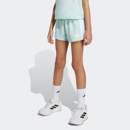 Shorts adidas Sportswear "JG 3S FT SH 280", Mädchen, Gr. 164, N-Gr, grün (halo mint, weiß), Obermaterial: 55% Baumwolle, 36% Polyester, 9% Viskose, Hosen Shorts