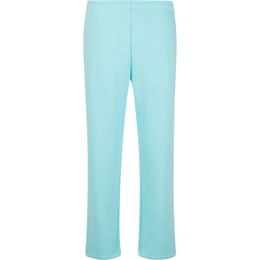 Jogginghose Urban Classics "Urban Classics Fluffy Trackpants", Herren, Gr. L, US-Gr&ouml;&szlig;en, berylblau, 70% Baumwolle, 30% Polyester, unifarben, loose fit, Hosen Jogginghose