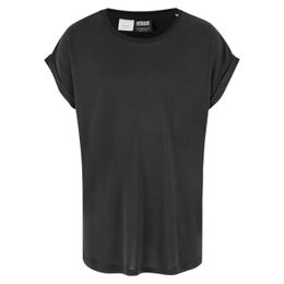 T-Shirt Urban Classics "Urban Classics Damen Girls Modal Extended Shoulder Tee", Mädchen, Gr. 110/116, schwarz, 77% Modal, 23% Polyester, unifarben, loose fit, Balconnet, Shirts