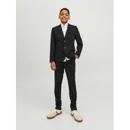 Jack & Jones Anzug JACK & JONES JUNIOR "JPRSOLAR elastisch und pflegeleicht f&uuml;r besondere Anl&auml;sse", Jungen, Gr. 140, N-Gr, schwarz, Web, Obermaterial: 78% Polyester, 17% Viskose, 5% Elasthan, unifarben, slim fit, Anz&uuml;ge, unifarben, modisch, slim fit, Web, Reverskragen