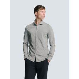 Langarmhemd NO EXCESS "NO EXCESS Jersey Stretch M&eacute;lange Hemd", Herren, Gr. L, Normalgr&ouml;&szlig;en, grau, 60% Viskose, 35% Nylon, 5% elasthan, normal, Hemden