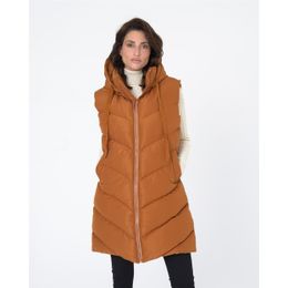 Steppweste FRESHLIONS "Elisa", Damen, Gr. M, braun, 100% Polyester, lang, Westen Steppweste, mit langem Schnitt