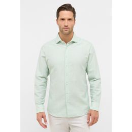 Langarmhemd Eterna "MODERN FIT", Herren, Gr. 44, Normalgrößen, grün (lime), Twill, 59% Baumwolle, 41% Leinen, tailliert, Manschette, Hemden, EASY IRON (bügelleicht)