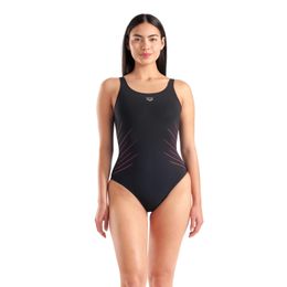 Badeanzug arena "W arena ISA SWIMSUIT SQUARED BACK C CUP", Damen, Gr. 40, N-Gr, schwarz (schwarz, fairy rose), Obermaterial: 68% Polyamid, 32% Elasthan, Badeanzüge