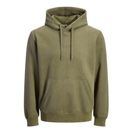 Jack & Jones Kapuzensweatshirt JACK & JONES "JCOPOINT SWEAT BADGE HOOD BF", Herren, Gr. S, grape leaf print:jj, angeraute Sweatware, Obermaterial: 72% Baumwolle, 28% Polyester, unifarben, relaxed fit, Rippb&uuml;ndchen, Sweatshirts