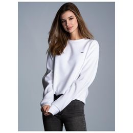 Sweatshirt TRIGEMA "TRIGEMA Sweatshirt in Waffeloptik", M&auml;dchen, Gr. L, wei&szlig;, 100% Baumwolle, Sweatshirts Sweatshirt