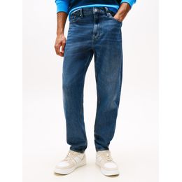 Gerade Jeans Tommy Jeans "Isaac Relaxed Tapered", Herren, Gr. 32, L&auml;nge 32, blau (denim schwarz), Denim/Jeans, Obermaterial: 99% Baumwolle, 1% Elasthan, regular fit lang, Jeans, Relaxed‑Fit‑Jeans mit konisch zulaufendem Bein